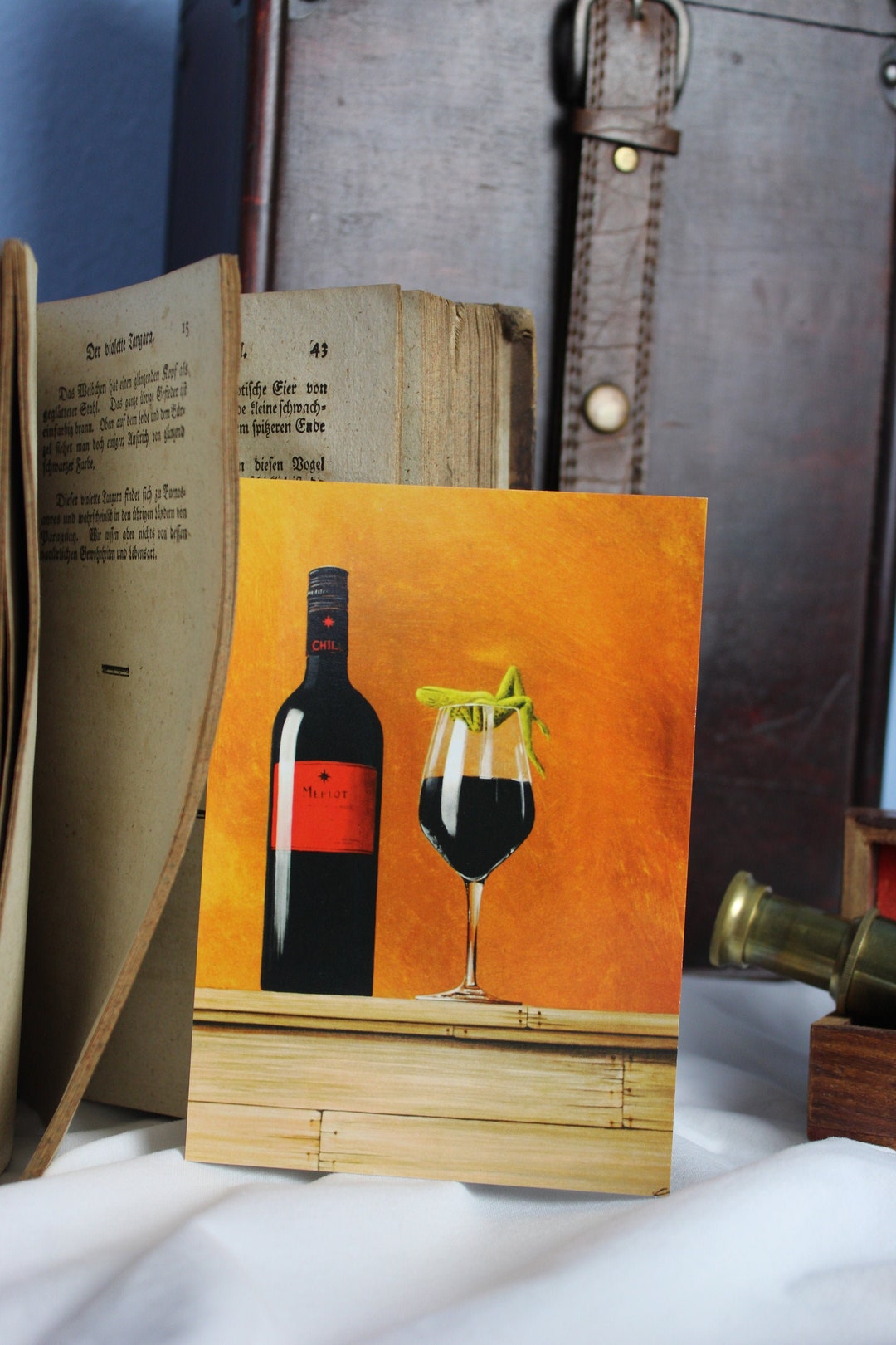 Vino De Chill Art Postcard Gift Decoration - Etsy