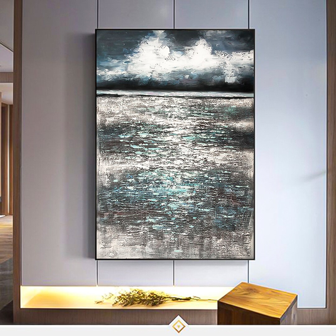 Dark Sea Dark Ocean Art Ocean Oil Painting Vertical Brush Stroke Art ...