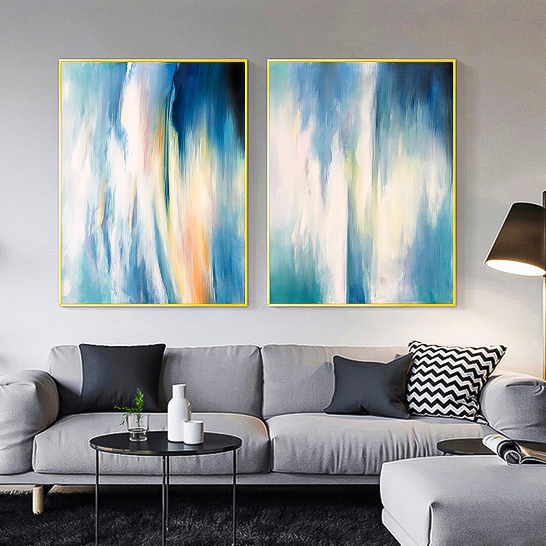 2 Piece Wall Art Gallery Wall Set Waterfall Abstract Wall Art Framed ...