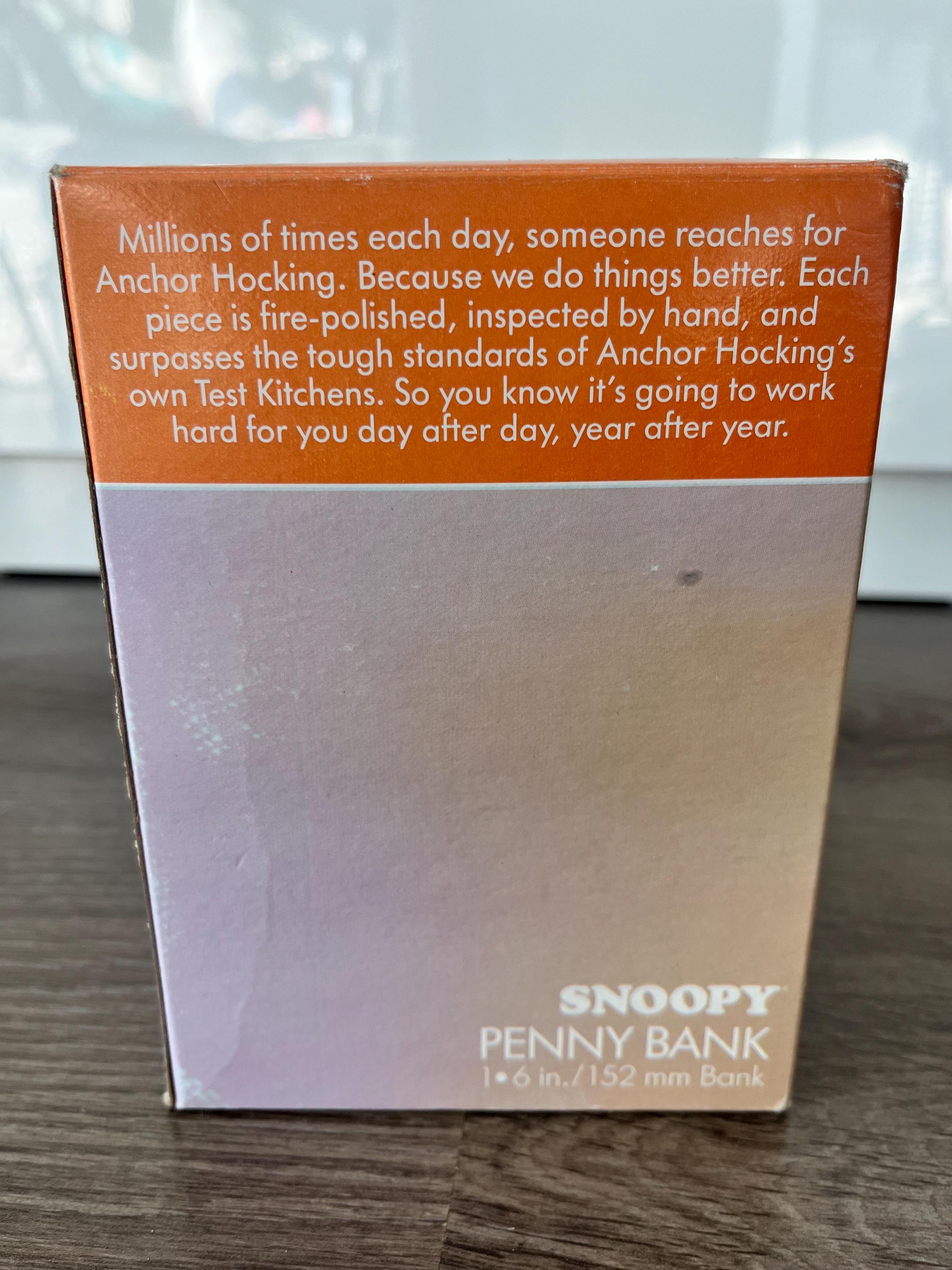 Vintage Snoopy Heavy Clear Glass penny Bank 6 Tall 1958 by Anchor ...