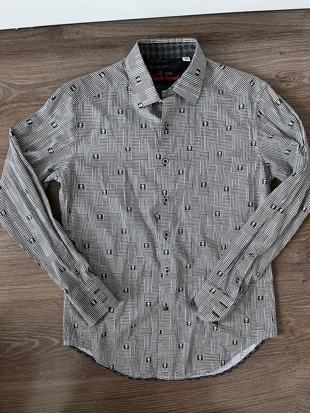 Robert Graham Button up Skull Long Sleeve. Mens XS - FREE SHIPPING - Etsy