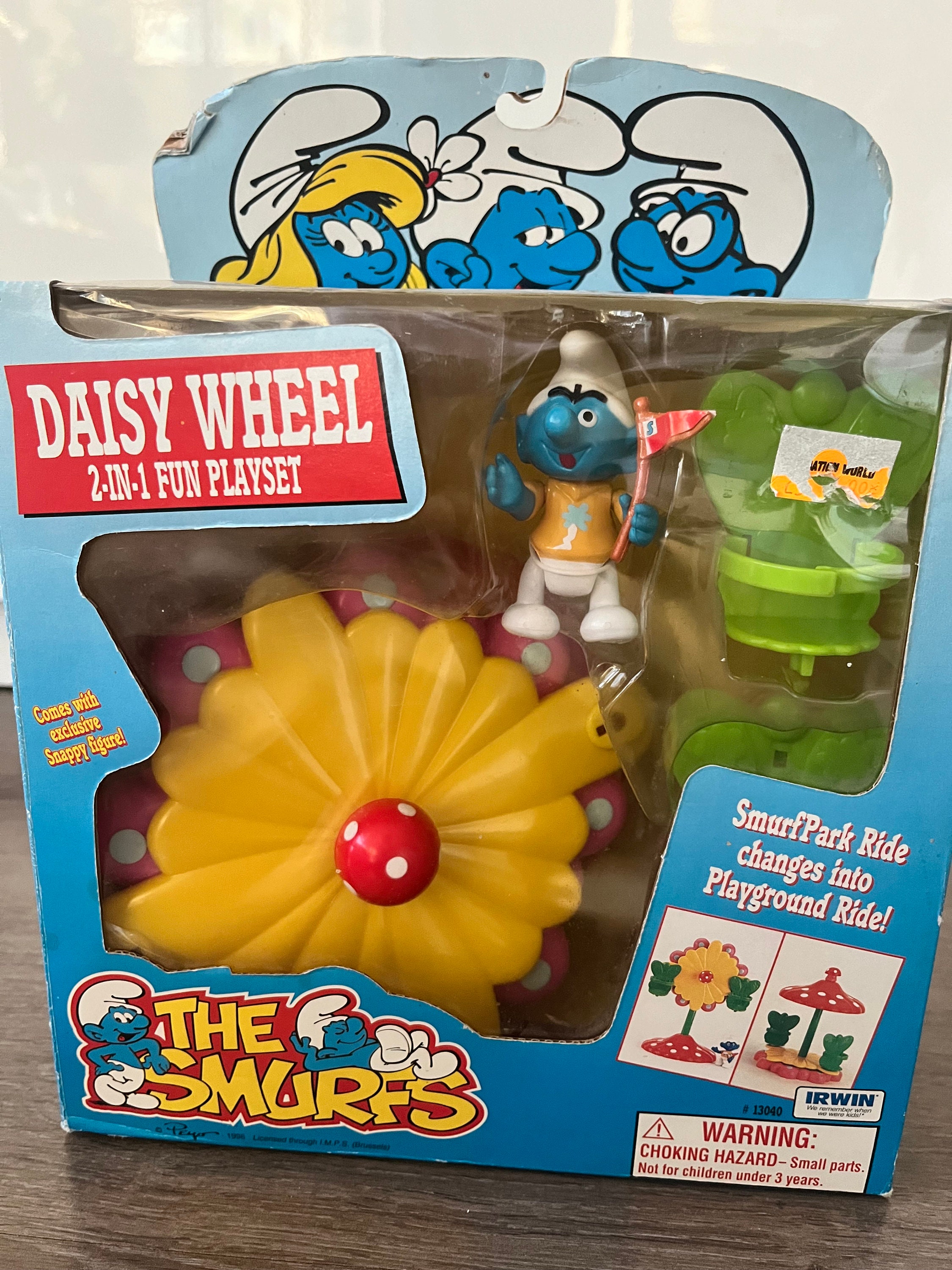 Vintage 1996 the Smurfs Daisy Wheel Ride Play Set W/ Snappy Figure. New ...
