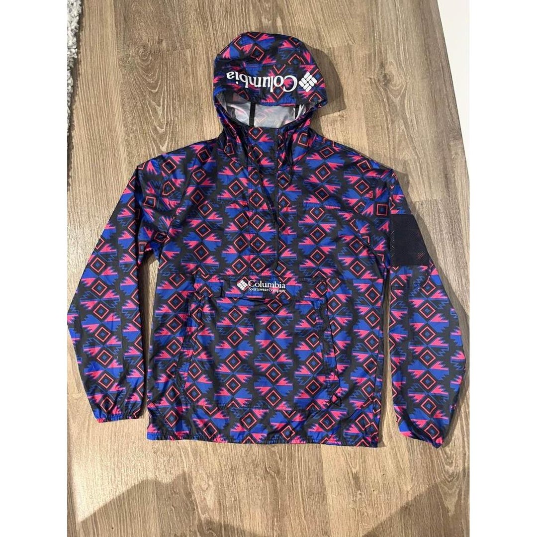 Columbia Challenger Pink Blue Windbreaker Jacket - Free Ship - Etsy