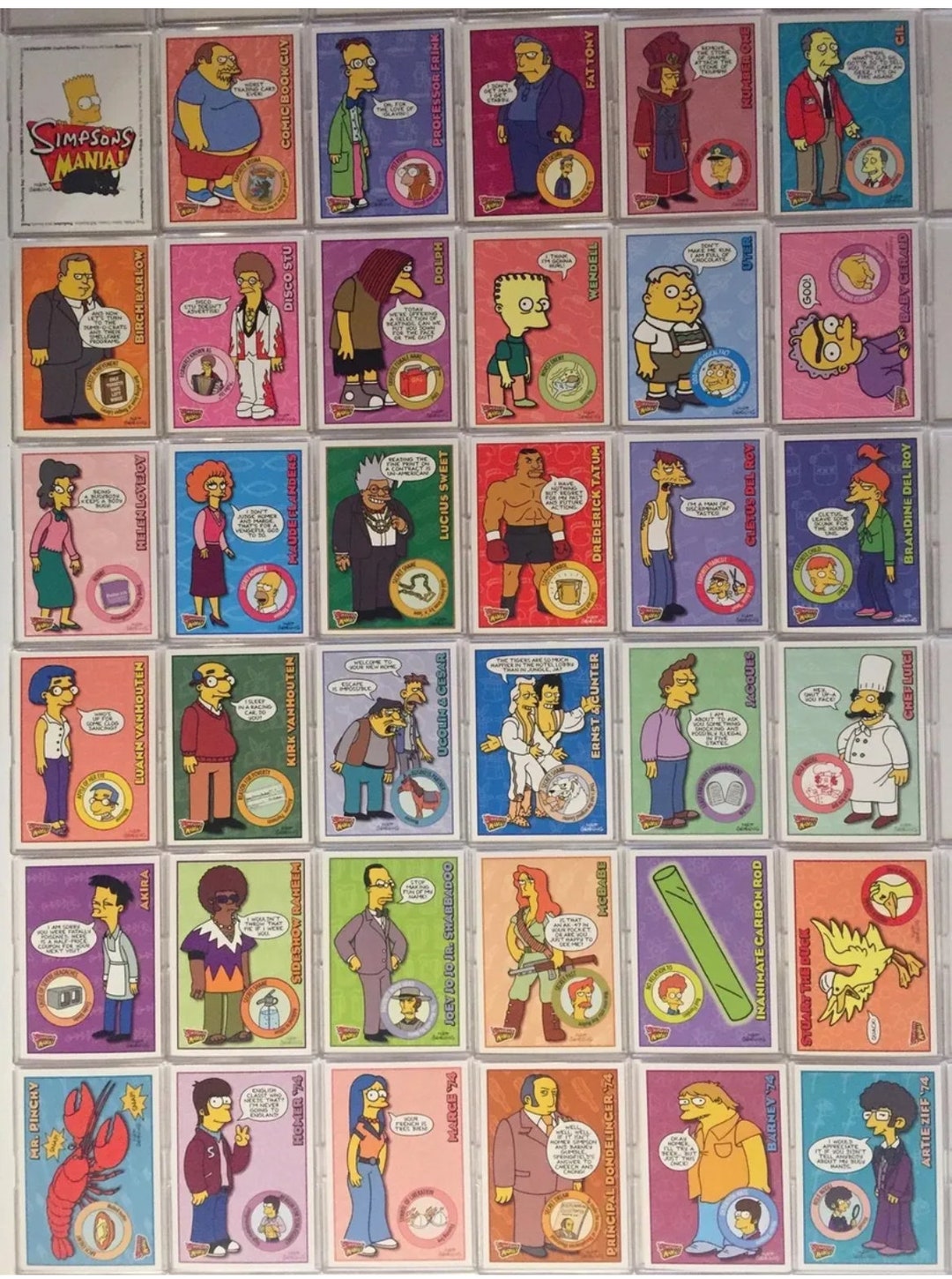 Simpsons Mania Complete Base Card Set 72 Cards Inkworks 2001 Excellent ...