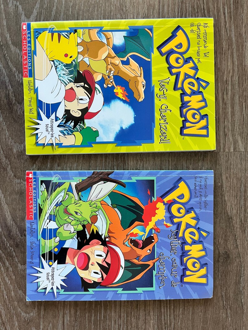 2 X 90s Pokémon Scholastic Books FRENCH. Bas-y, Charizard and Scyther ...