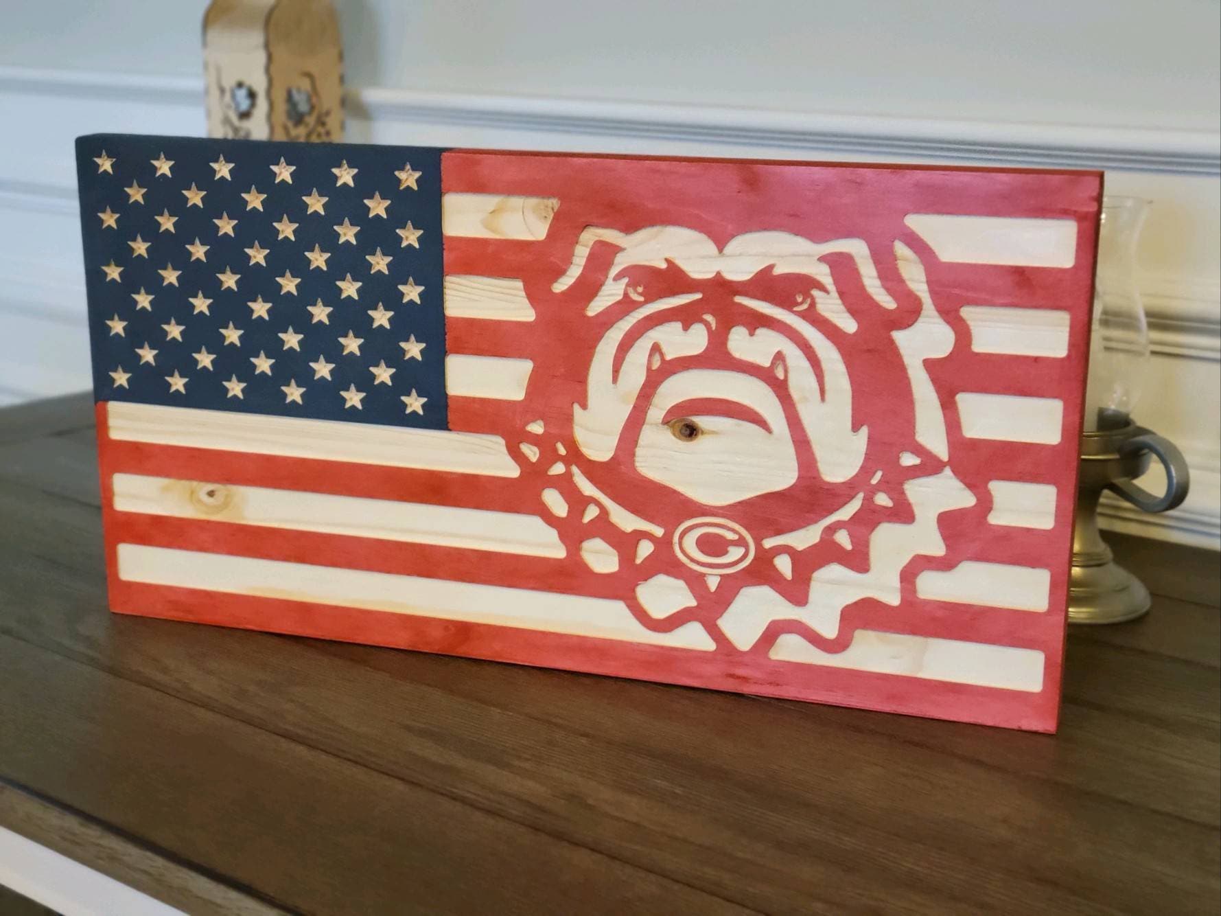 Bulldog Flag, Georgia Bulldogs, Sports, Wooden Flag Sign, Wooden ...