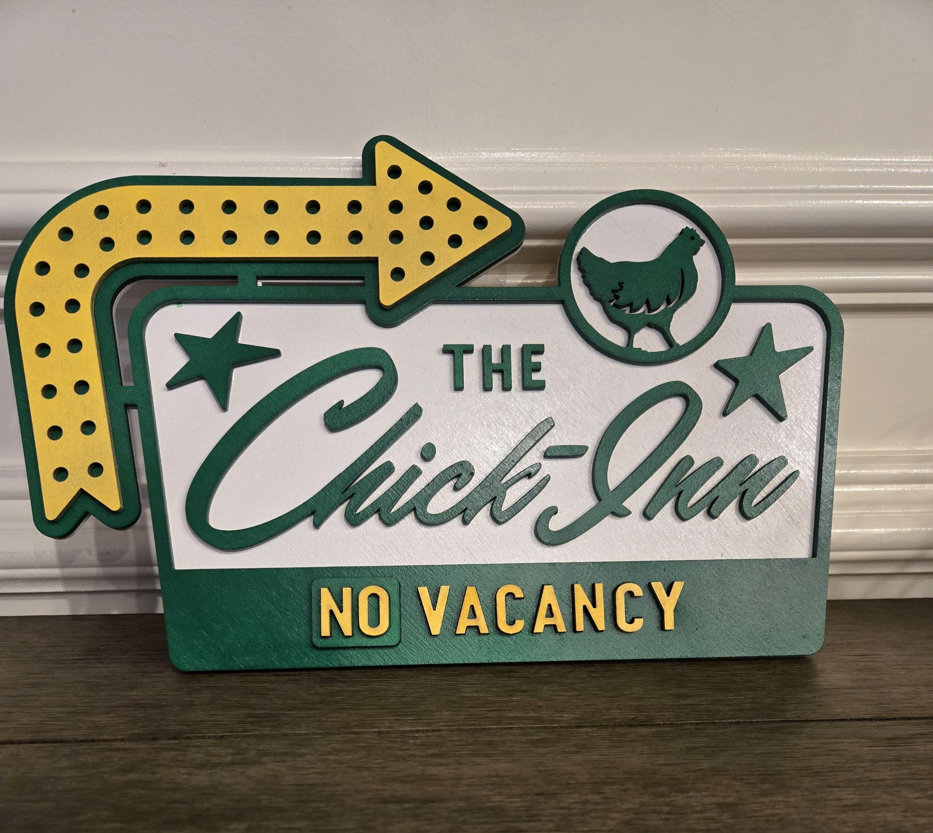 Chick-inn Sign, Wooden Chicken Sign, No Vacancy, Chicken Coop Sign, Hen ...
