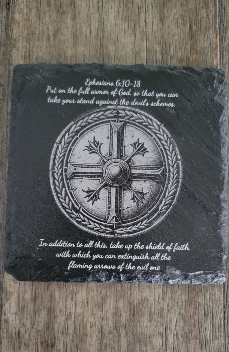 Laser Engraved Slate Armor of God Coasters, Set of 6 - Etsy
