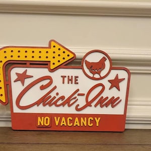 Chick-inn Sign, Wooden Chicken Sign, No Vacancy, Chicken Coop Sign, Hen ...