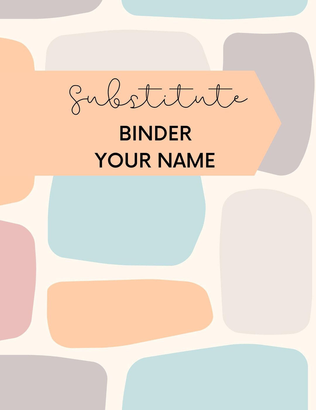 Substitute Binder Tabs- Digital - Etsy