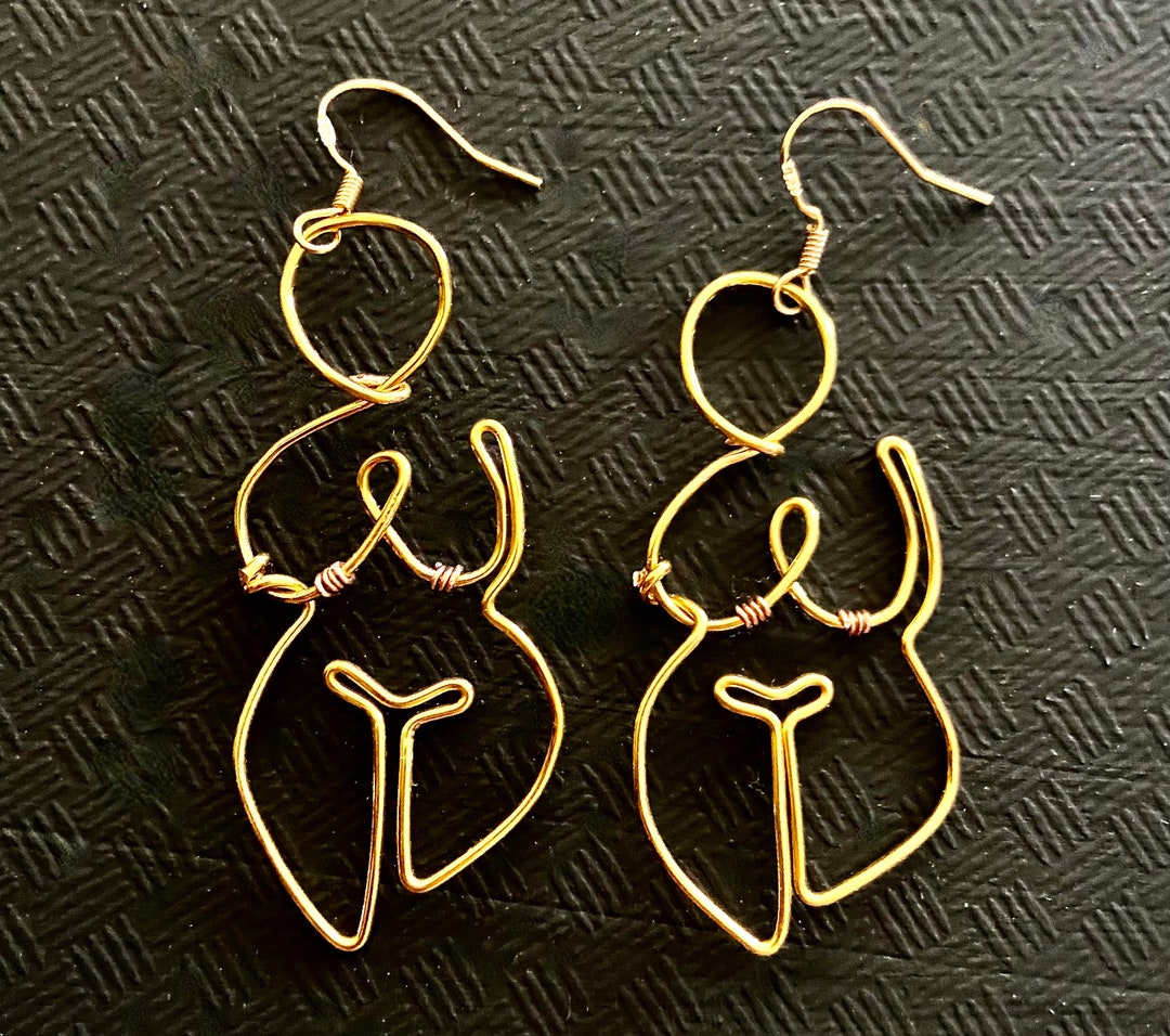 Curvy Body Earrings, Body Positivity, Gold Sexy Earrings, Unique Ladies ...