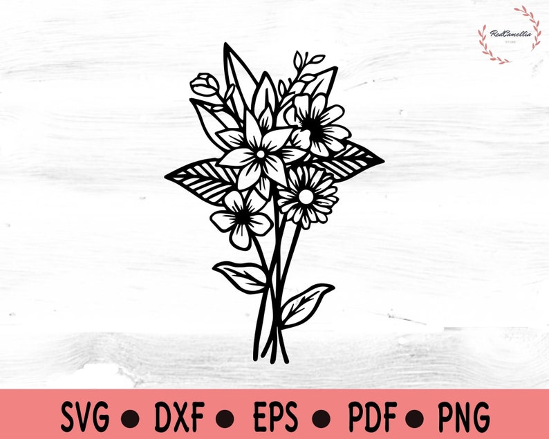 Ramo de flores svg, flores svg archivos para cricut, Flores SVG archivos, Arreglo de flores SVG ...