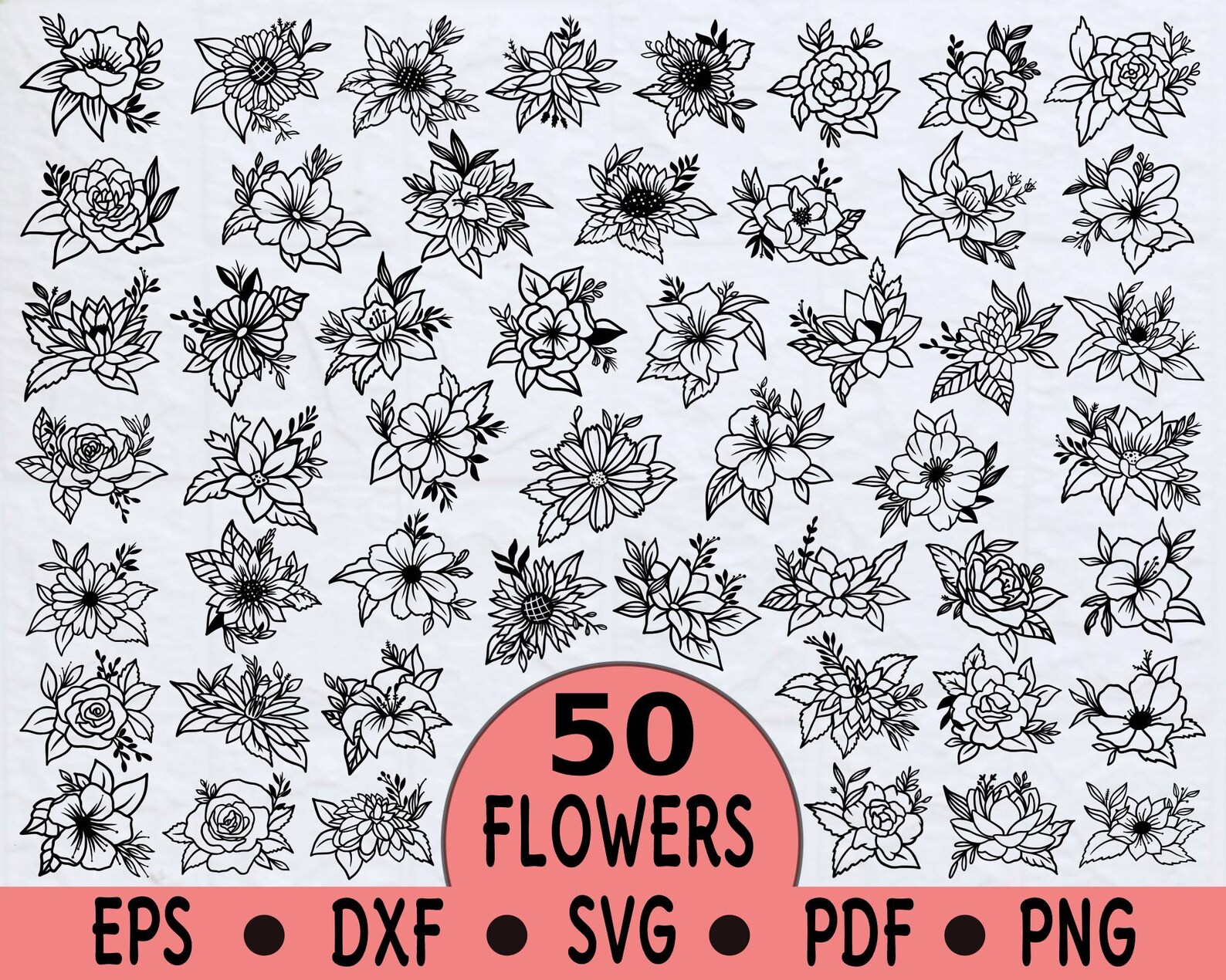 Flower SVG Bundle, Flower Bundle Svg, Flowers Svg, Rose Svg File ...