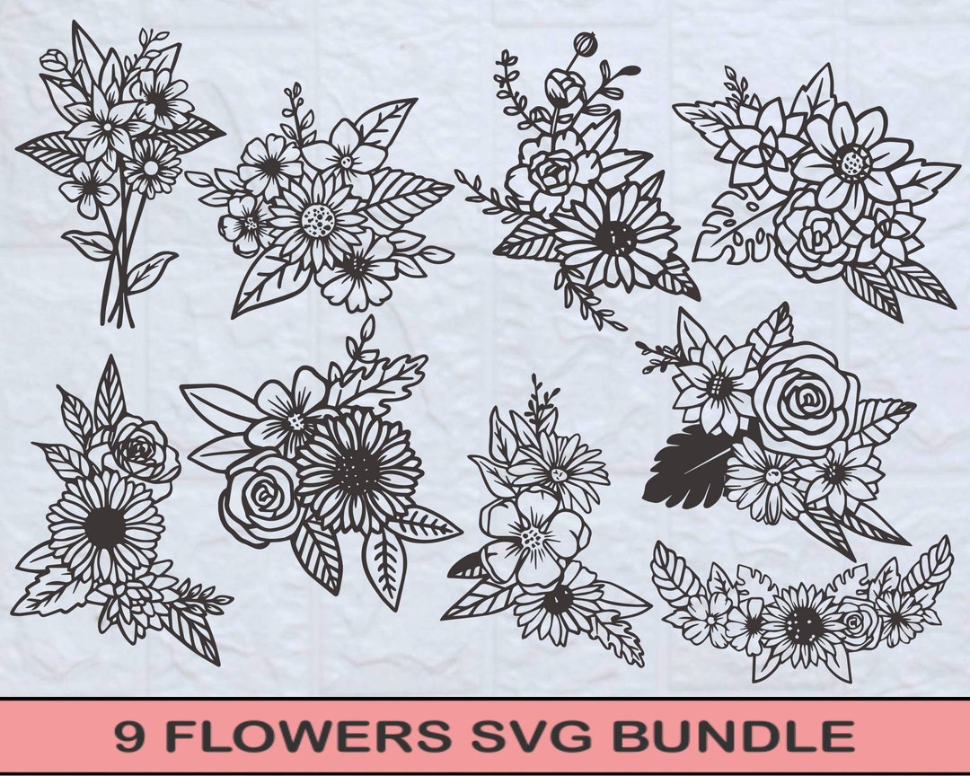 Flower SVG Bundle Flower Bundle Svg Flowers Svg Rose Svg - Etsy