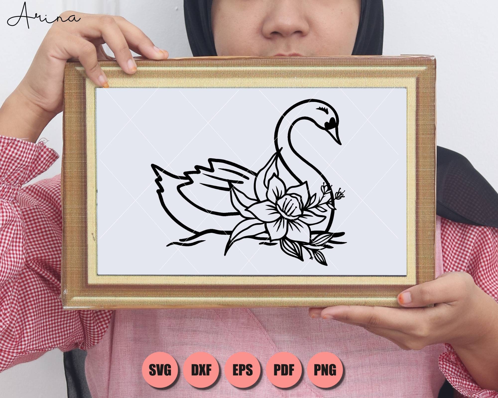 Swan Flower Bouquet, Swan Flowers Svg, Swan Svg File, Swan Cricut Files ...