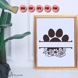 Split Paw SVG floral Split paw svg Paw Monogram SVG Split | Etsy