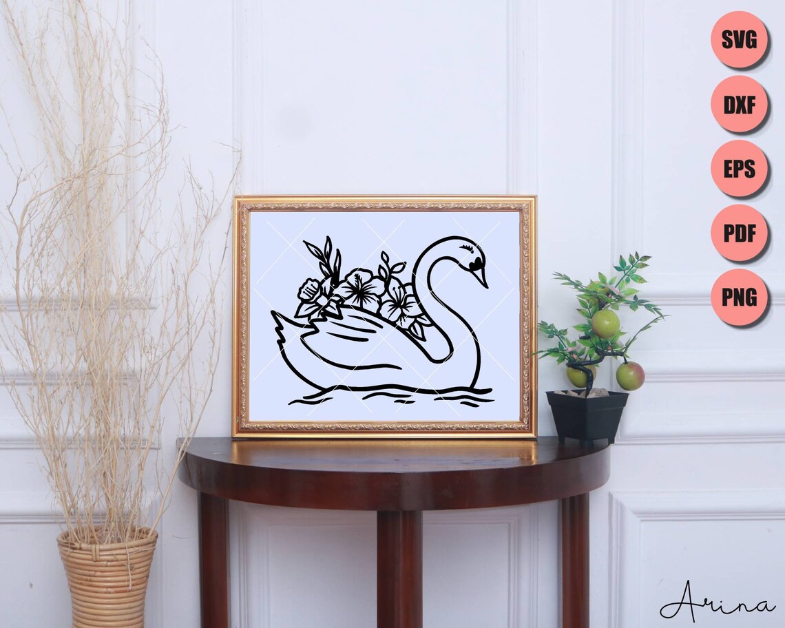Swan Flower Bouquet, Swan Flowers Svg, Swan Svg File, Swan Cricut Files ...