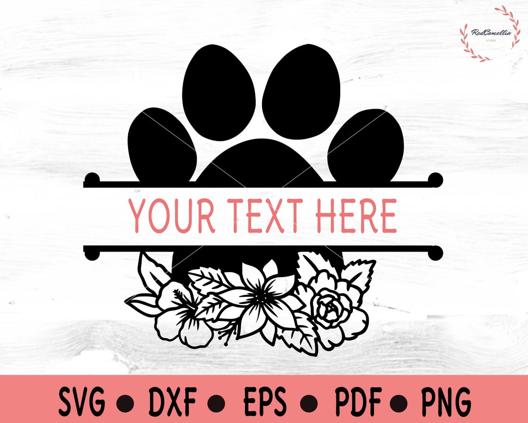 Split Paw SVG, Floral Split Paw Svg, Paw Monogram SVG, Split Monogram ...