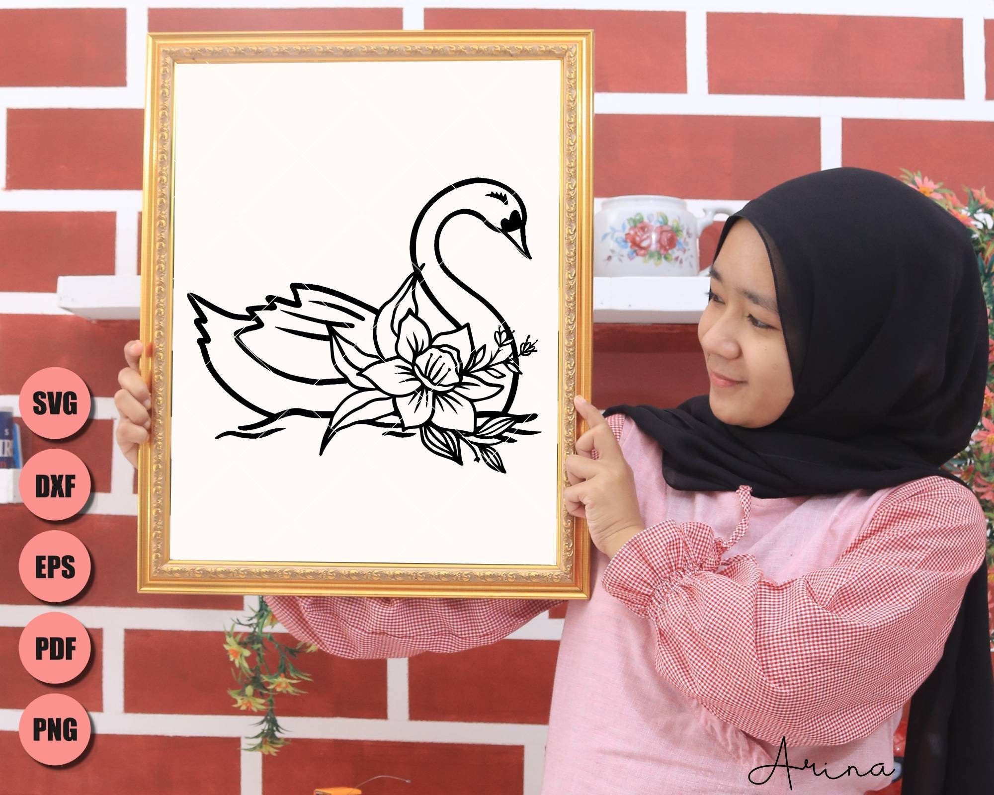 Swan Flower Bouquet, Swan Flowers Svg, Swan Svg File, Swan Cricut Files ...