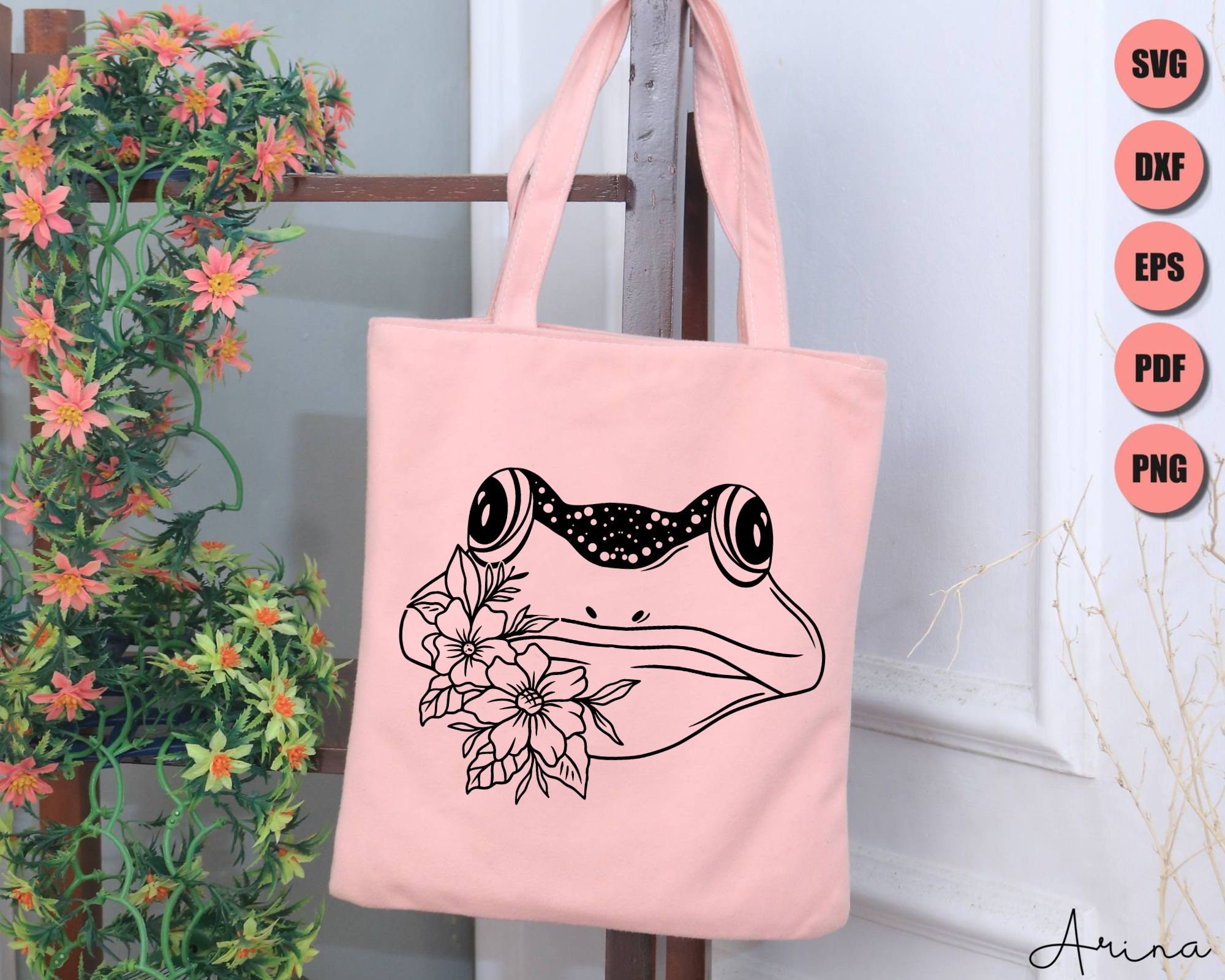 Frog With Flowers SVG, Frog SVG File, Floral Frog, Cute Frog Svg, Frog ...