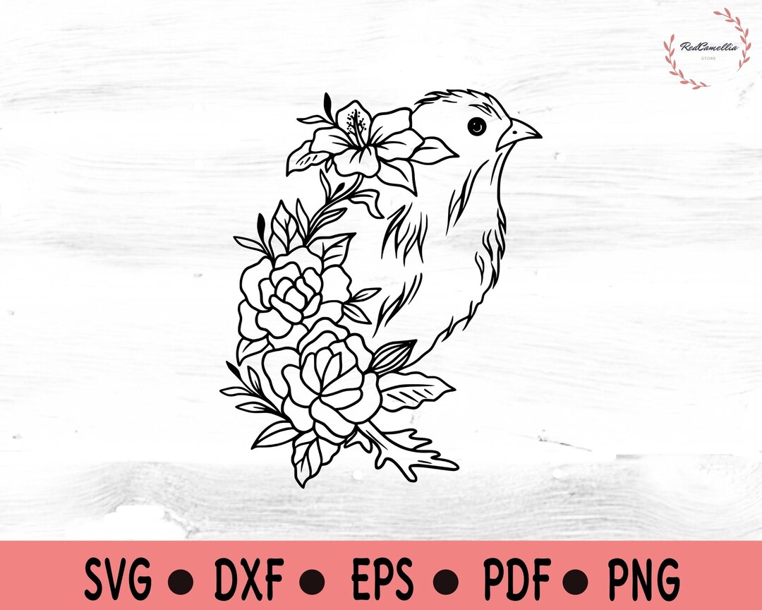 Bird With Flowers Svg, Floral Bird SVG, Bird Cut File, Robin SVG ...