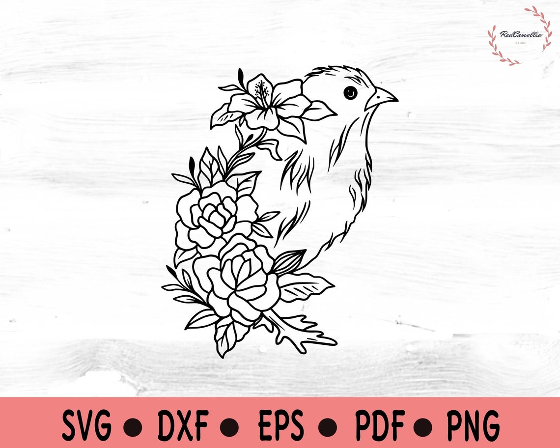 Bird With Flowers Svg Floral Bird SVG Bird Cut File Robin - Etsy