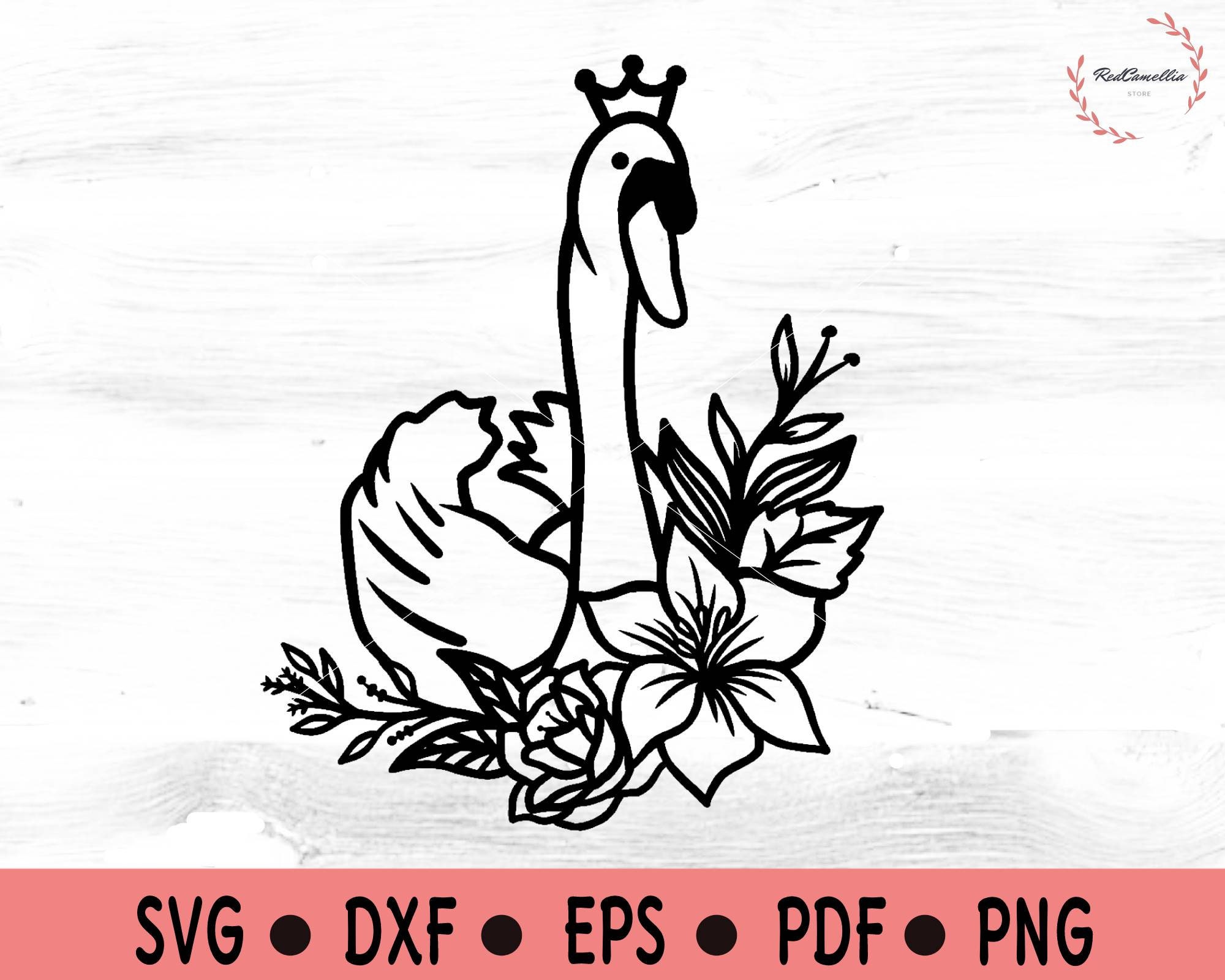 Svg de cisne floral, ramo de flores de cisne, flores de cisne svg ...