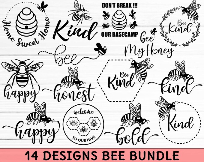 20 Bee Design Svg Bundle| Bee Svg| Bee Kind Svg| Honey Bee Svg| Queen ...