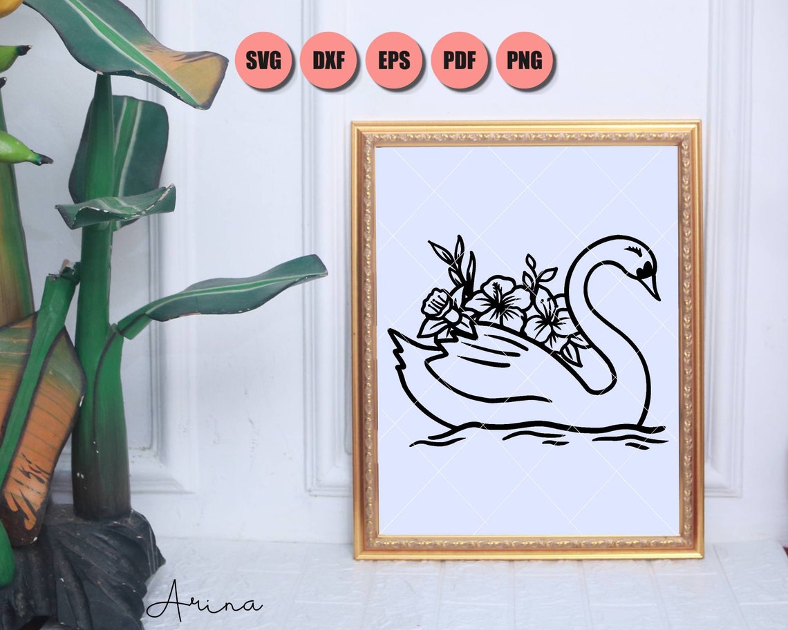 Swan Flower Bouquet, Swan Flowers Svg, Swan Svg File, Swan Cricut Files ...