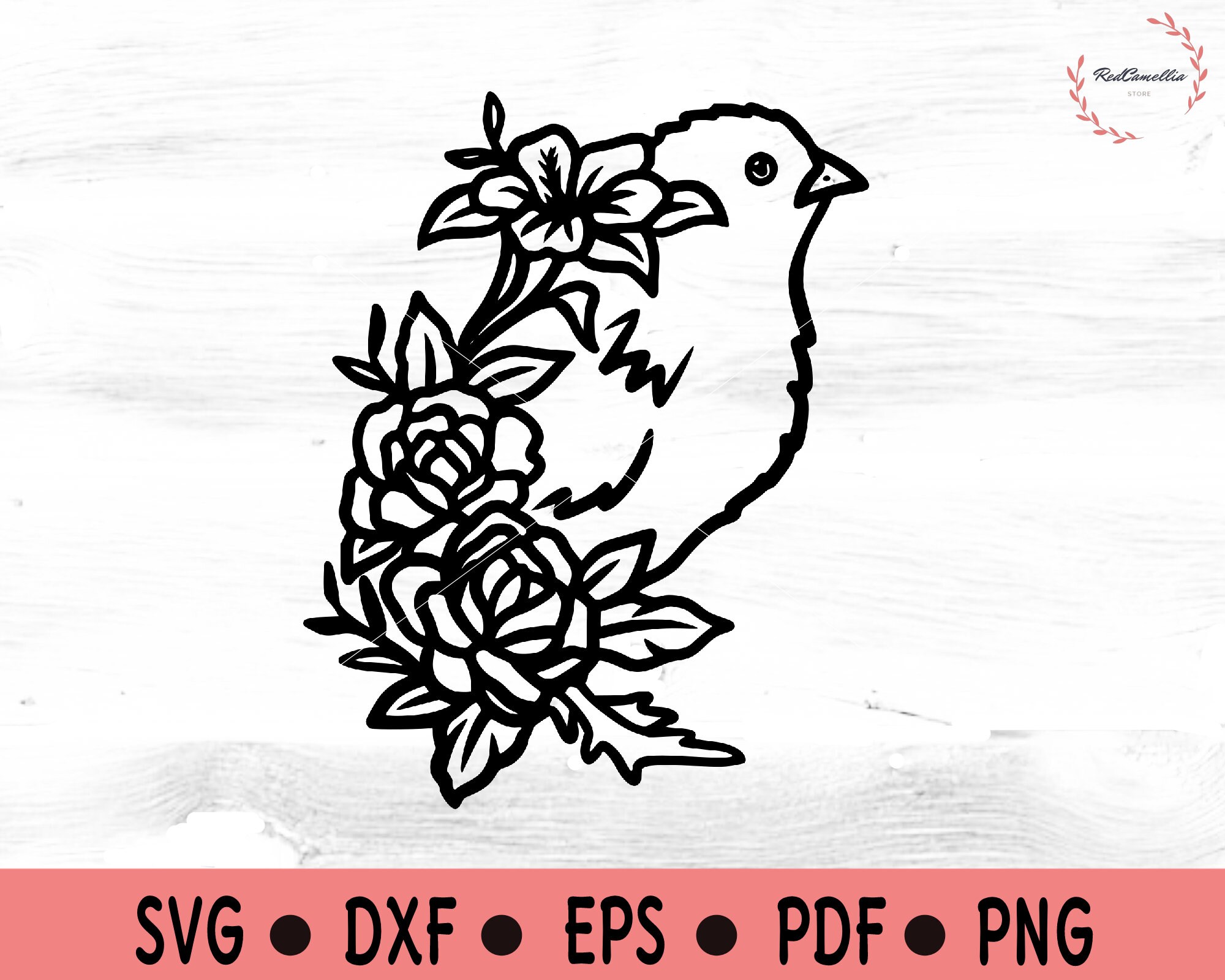 Bird with Flower SVG Floral Bird Svg Animal Svg Cute Bird | Etsy