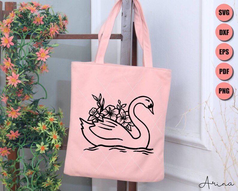 Swan Flower Bouquet, Swan Flowers Svg, Swan Svg File, Swan Cricut Files ...