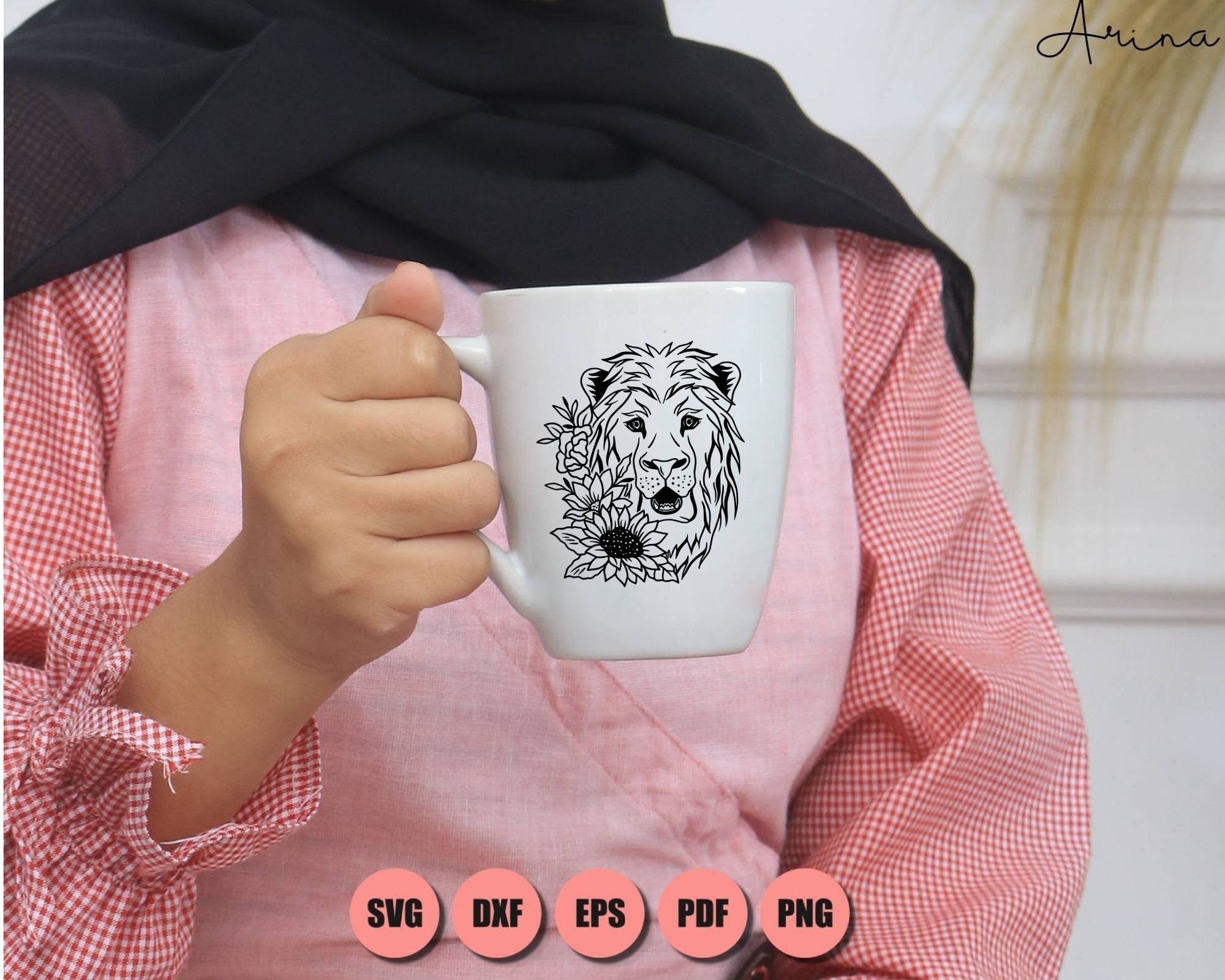 Lion With Flowers SVG, Lion Head SVG, Floral Lion Svg, Lion Face With ...