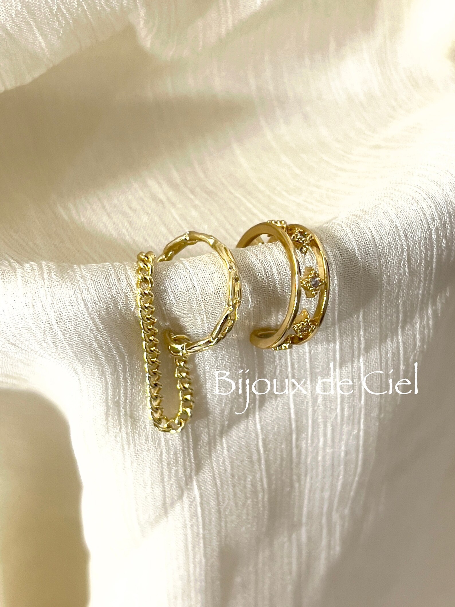 Retro French Style Ear Cuff 2 Piece 18k Gold Plated Ear Bone - Etsy