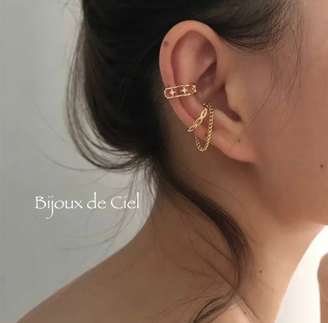 Retro French Style Ear Cuff 2 Piece 18k Gold Plated Ear Bone - Etsy