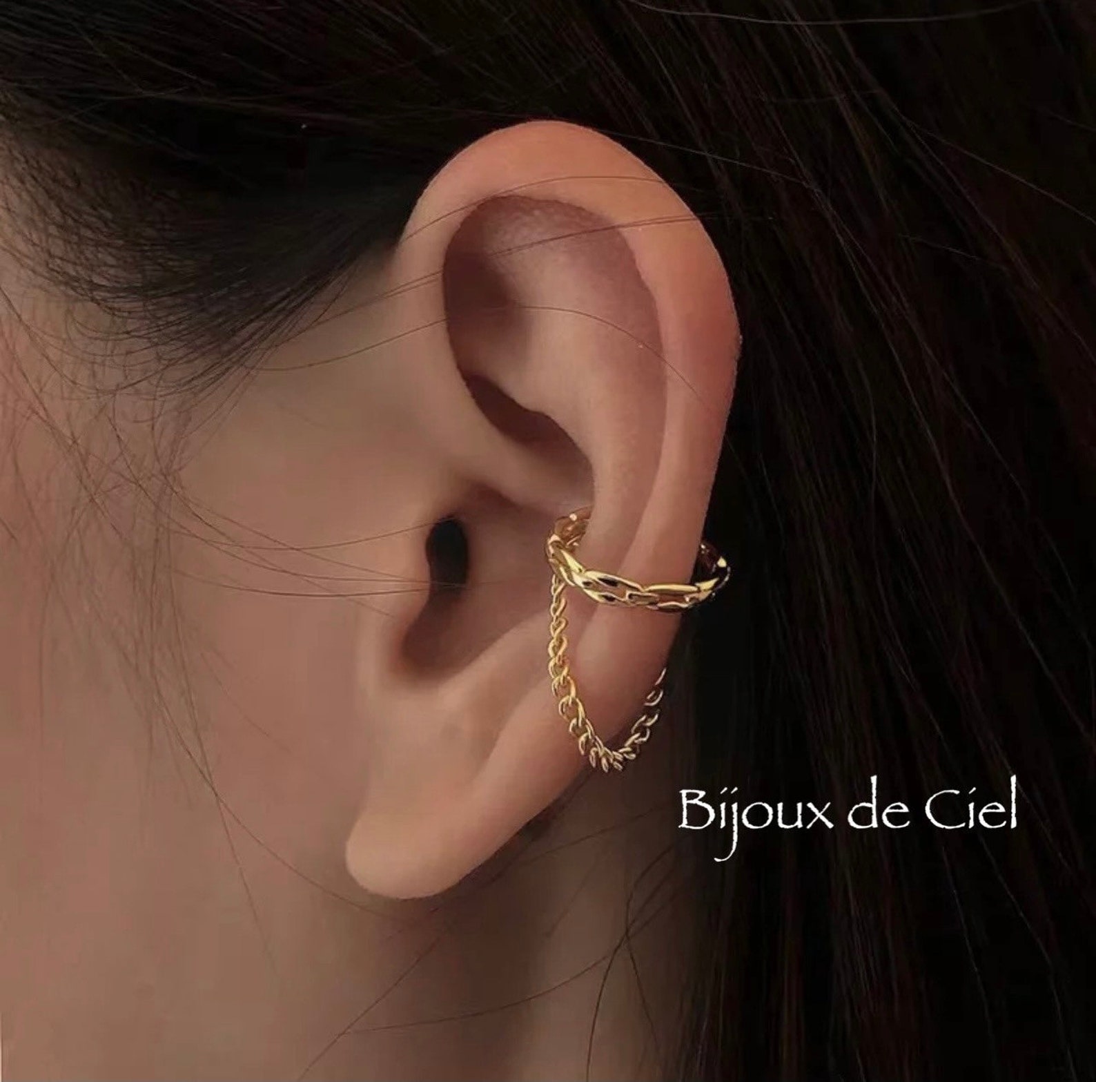 Retro French Style Ear Cuff 2 Piece 18k Gold Plated Ear Bone - Etsy
