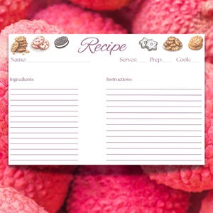 Cookie Digital Recipe Card - Etsy