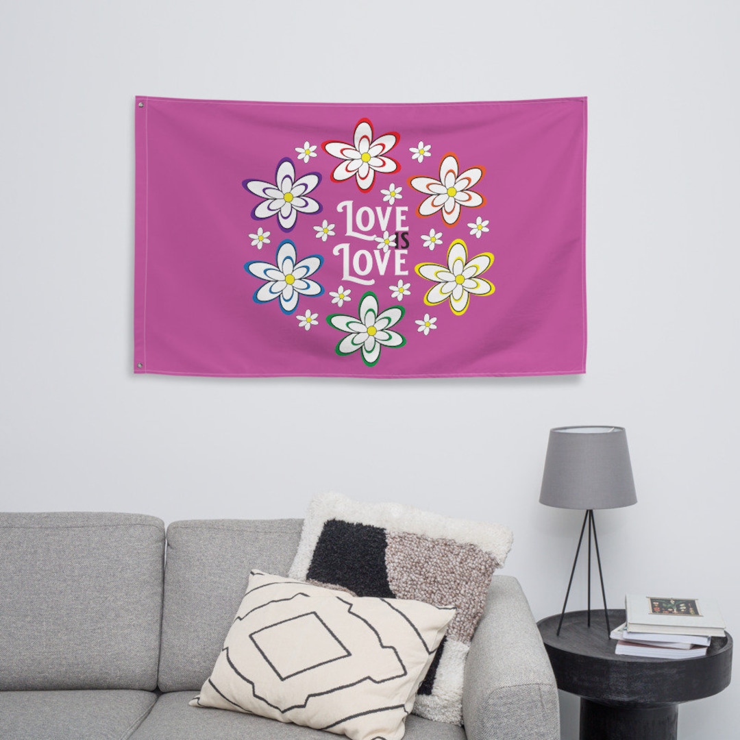 Rainbow Daisy Pride Flag: Love is Love Banner (61x38) - Etsy