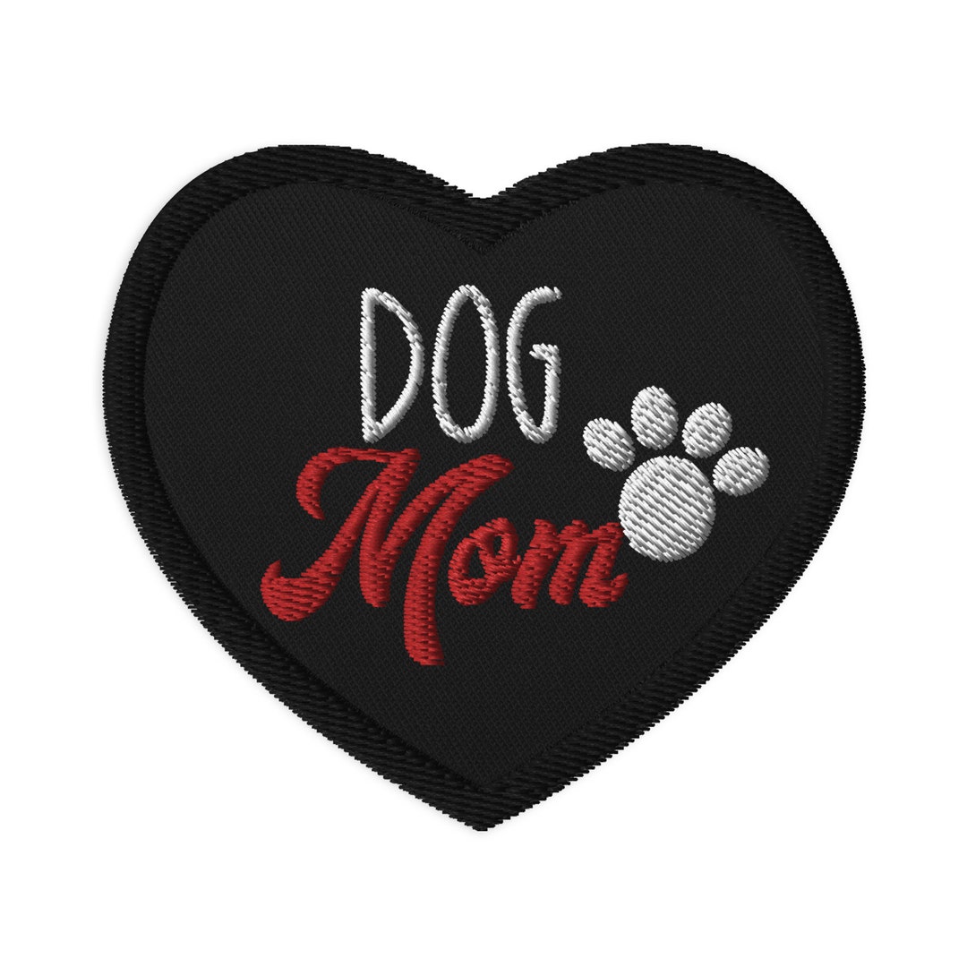 Dog Mom Black Heart With Black Border Embroidered Patches - Etsy