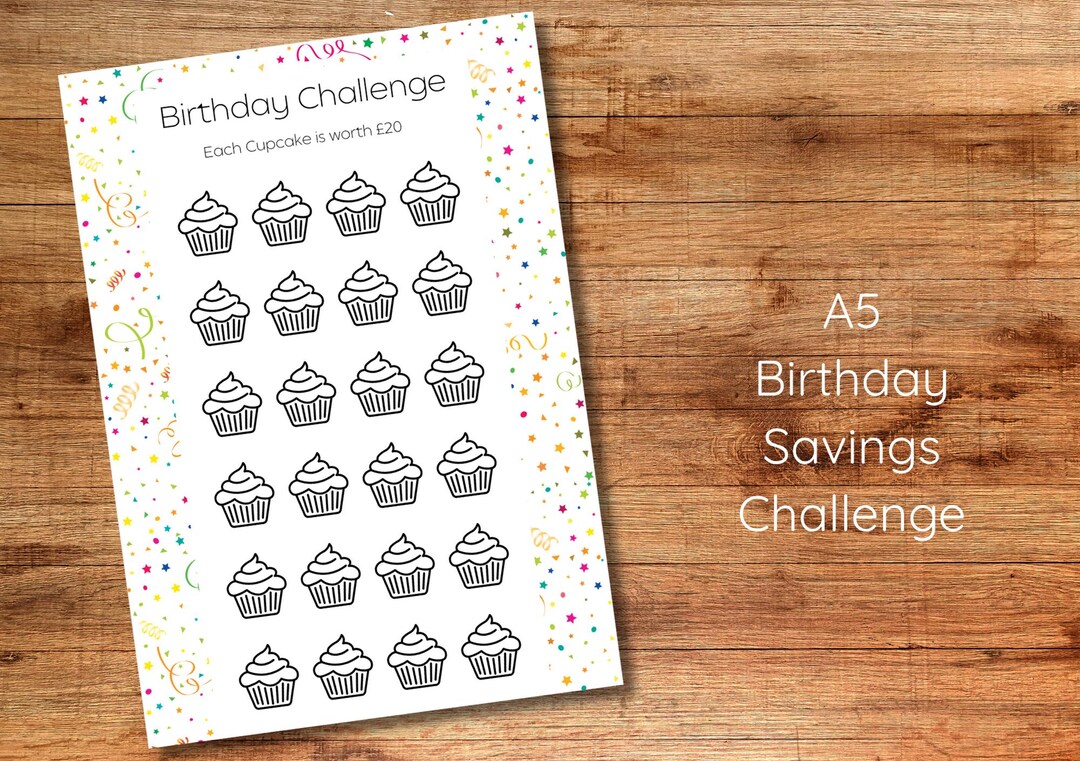 Birthday Savings Challenge - PRINTABLE SAVINGS CHALLENGE - Digital ...
