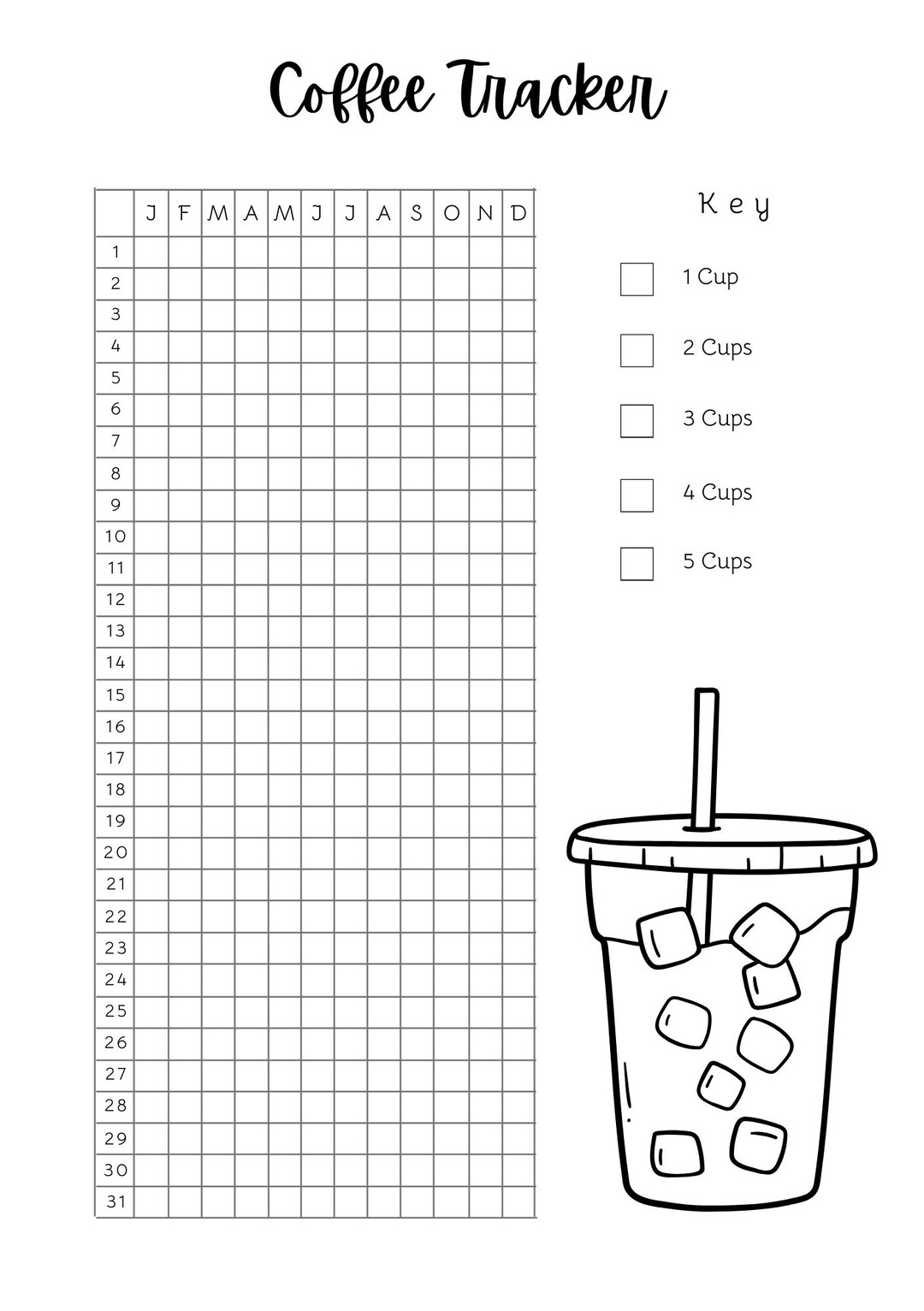 Coffee Tracker - PRINTABLE Journal Page - Printable Planner Page ...