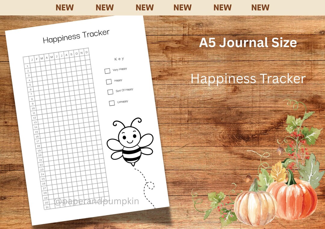 Happiness Tracker Printable: Yearly Journal Page (A5) - Etsy