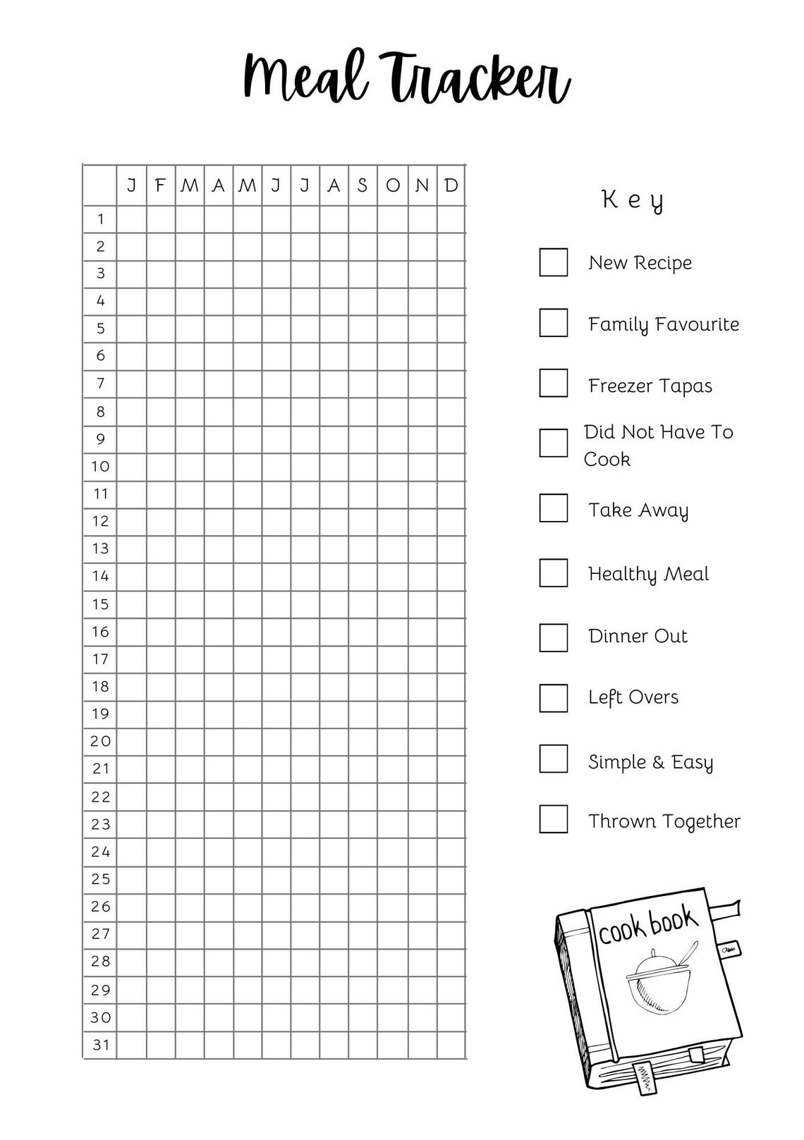 Meal Tracker - PRINTABLE - Digital Download - Etsy