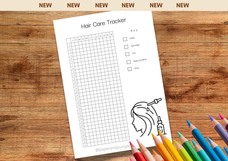 Hair Care Tracker - PRINTABLE Journal Page - Beauty Routine - Hair Wash ...