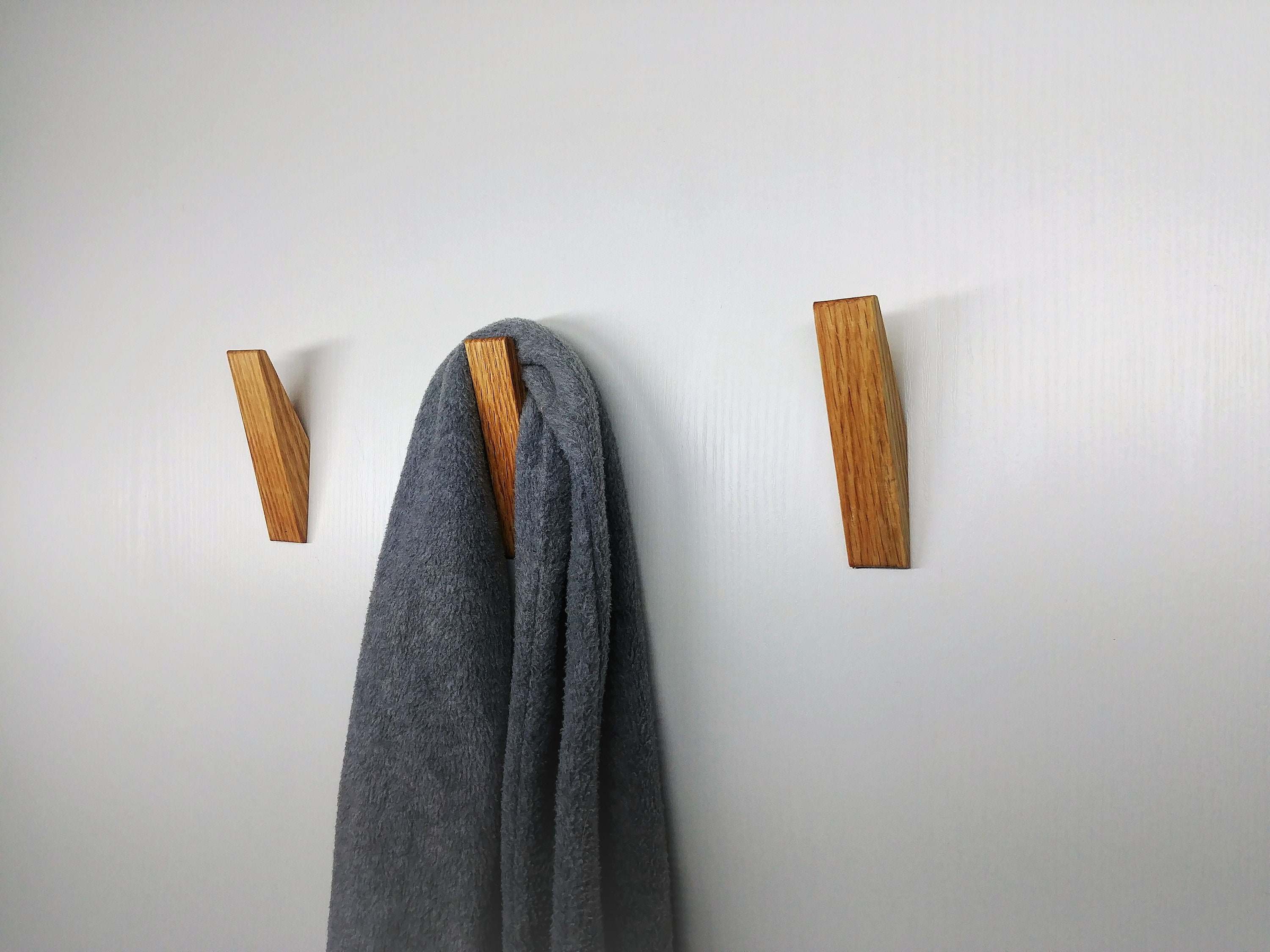 Solid Oak Wall Hooks Coat Hook Modern Triangle Wood Hallway - Etsy