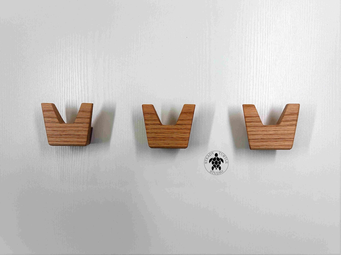 Solid Oak Bevelled Double Wall Hooks Coat Hook Modern - Etsy