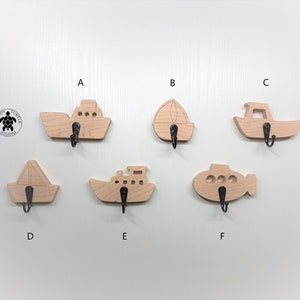 Boat Ship Themed Solid Oak Wall Hooks, 6 Coat Hooks, Wood Ships, Solid ...