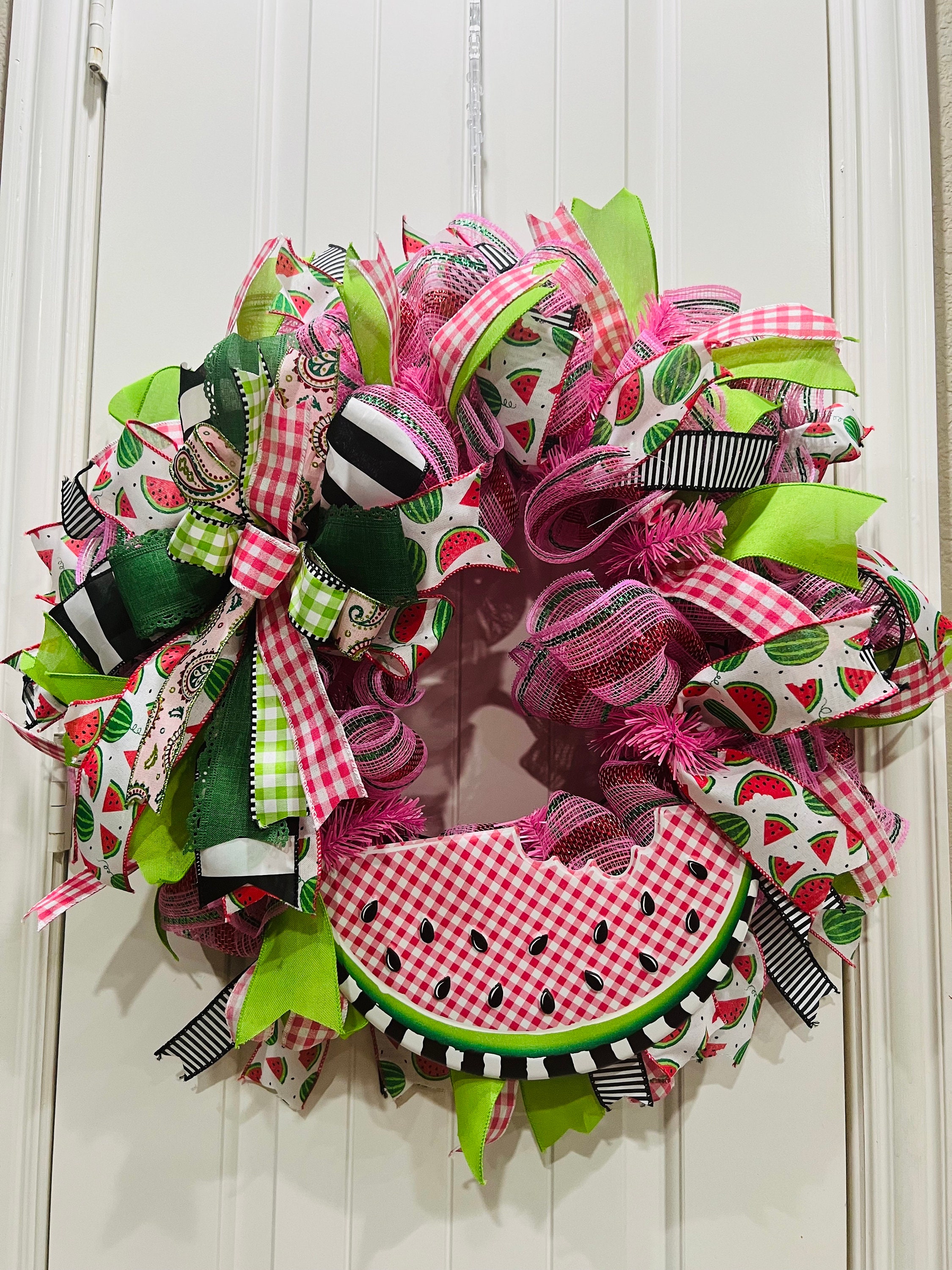 Watermelon Wreath Summertime Decor Sweet Front Door Etsy