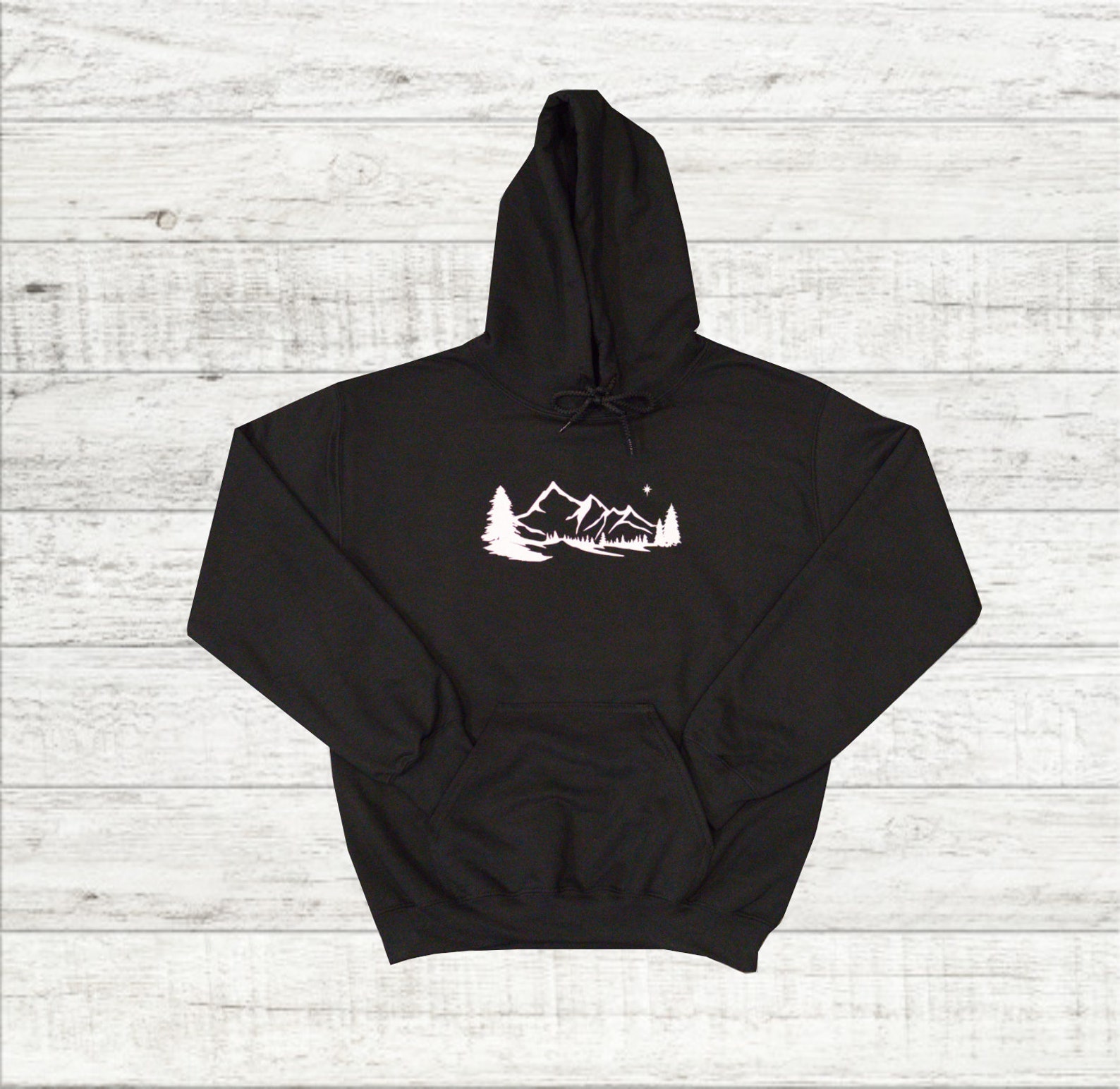 Nature Hoodie, Fleece Pullover, Mountain and Tree Themed Hoodie, Gift ...