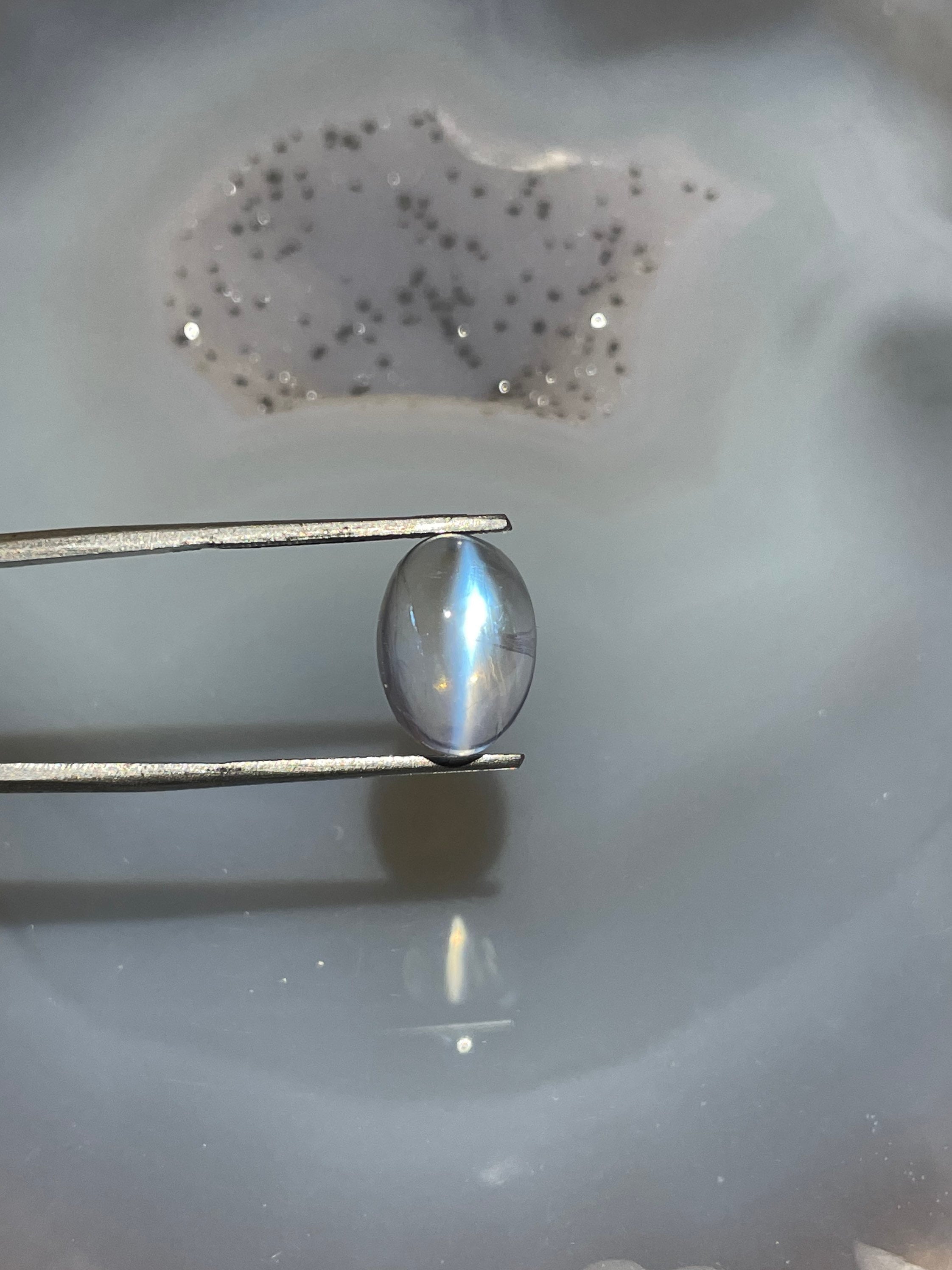 Natural Rainbow Moon Stone Cat’s Eye With Blue Fire 6.11 Cts AAA ...