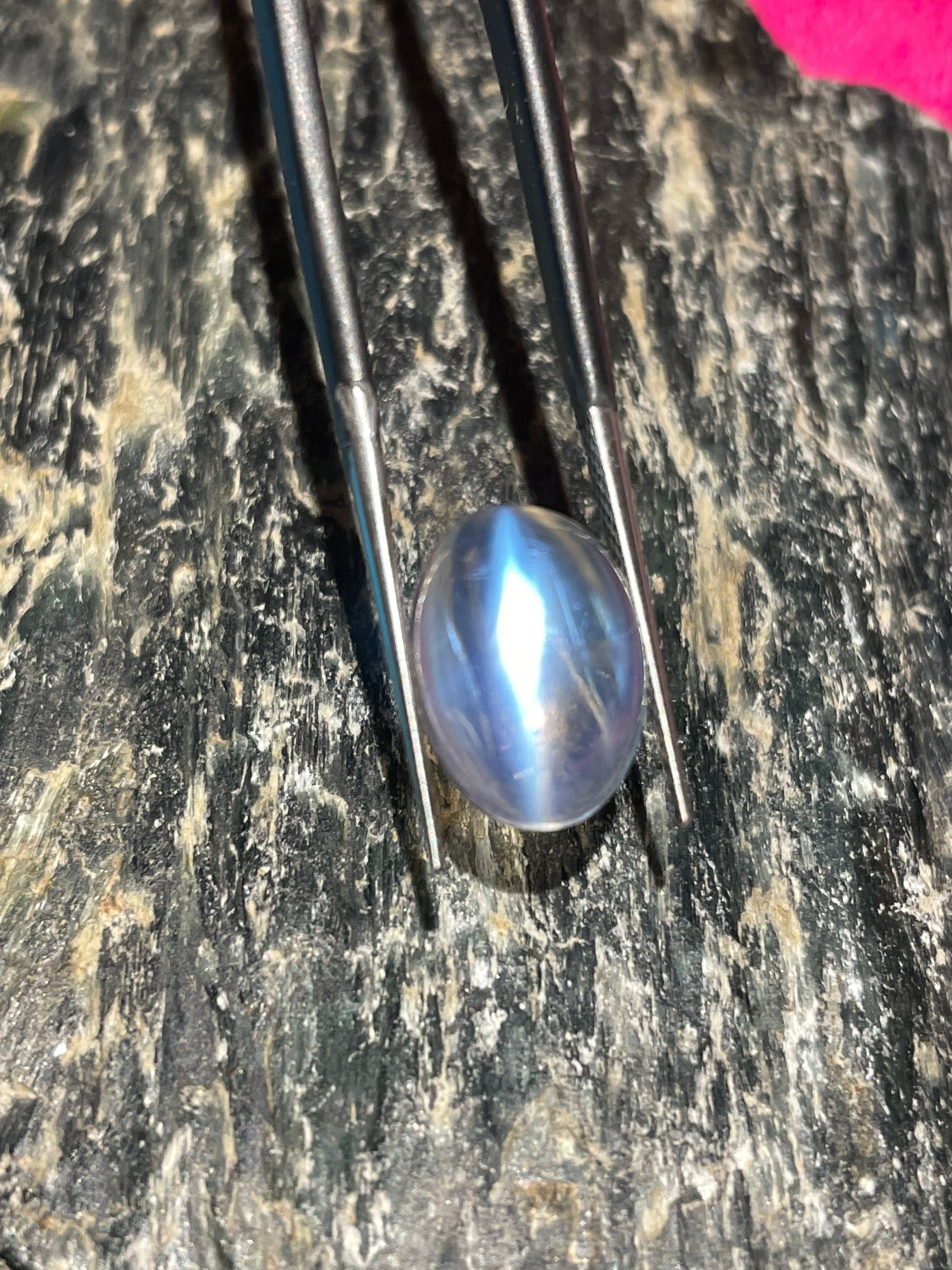 Natural Rainbow Moon Stone Cats Eye With Blue Fire 6.11 Cts AAA Quality ...